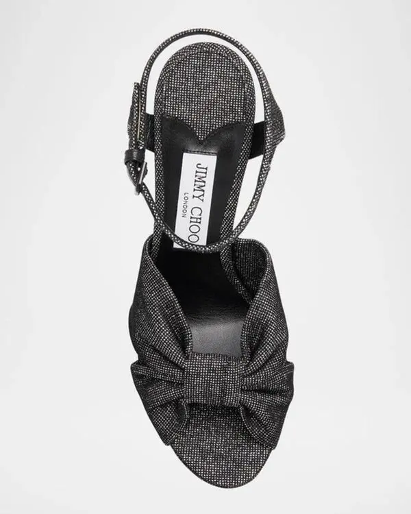 JIMMY CHOO 120mm Heloise Glitter Knot Platform Sandals