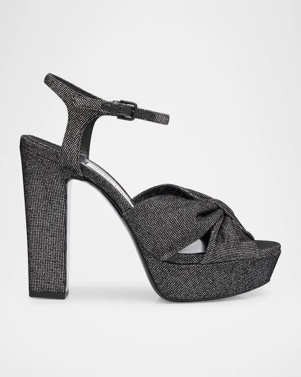 JIMMY CHOO 120mm Heloise Glitter Knot Platform Sandals