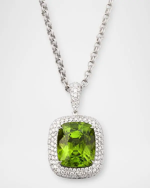 ROBERT ERICH 18k White Gold Burmese And Diamond Pendant - Peridot