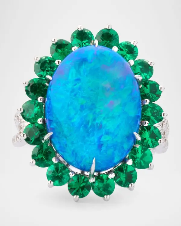 ROBERT ERICH 18k White Gold Opal And Emerald Diamond Ring - One-color