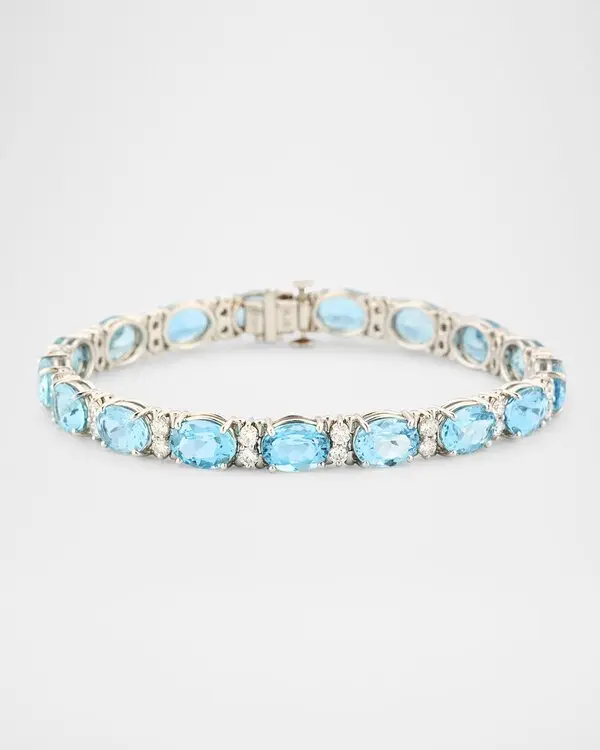 ROBERT ERICH Platinum And Diamond Link Bracelet - Aquamarine