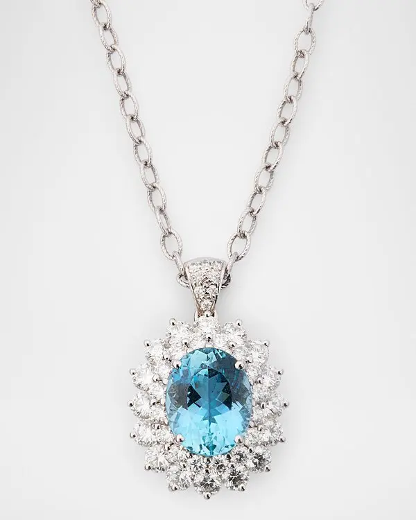 ROBERT ERICH 18k White Gold And Diamond Pendant Necklace - Aquamarine