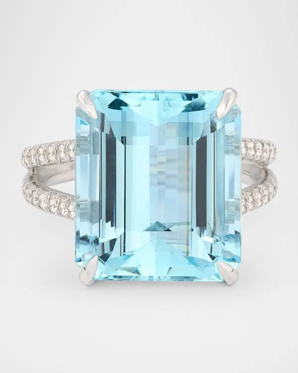 ROBERT ERICH 18k White Gold, Diamond, And Ring - Aquamarine
