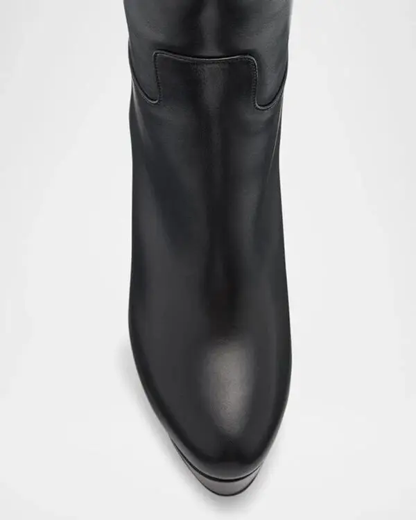 CHRISTIAN LOUBOUTIN 130mm Loo Leather Knee High Boots - Black