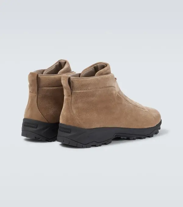 Zegna Triple Stitch Suede High-top Sneakers - Beige