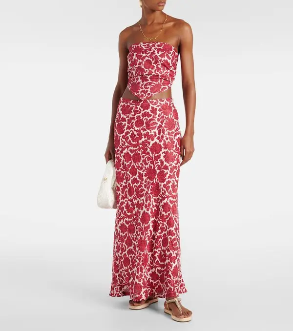 Faithfull The Brand Antibes Printed Linen Maxi Skirt