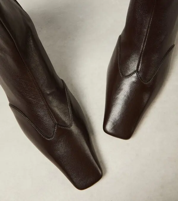 Khaite Nevada Leather Ankle Boots - Brown