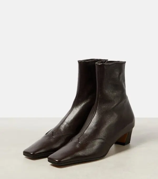 Khaite Nevada Leather Ankle Boots - Brown