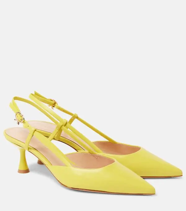 GIANVITO ROSSI Ascent 55 Leather Slingback Pumps - Yellow