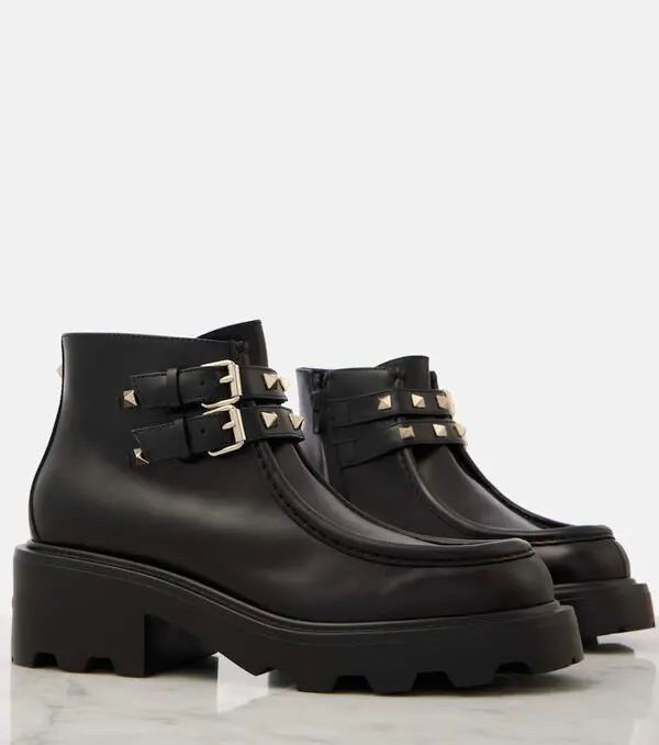 Valentino Garavani Rockstud Leather Ankle Boots