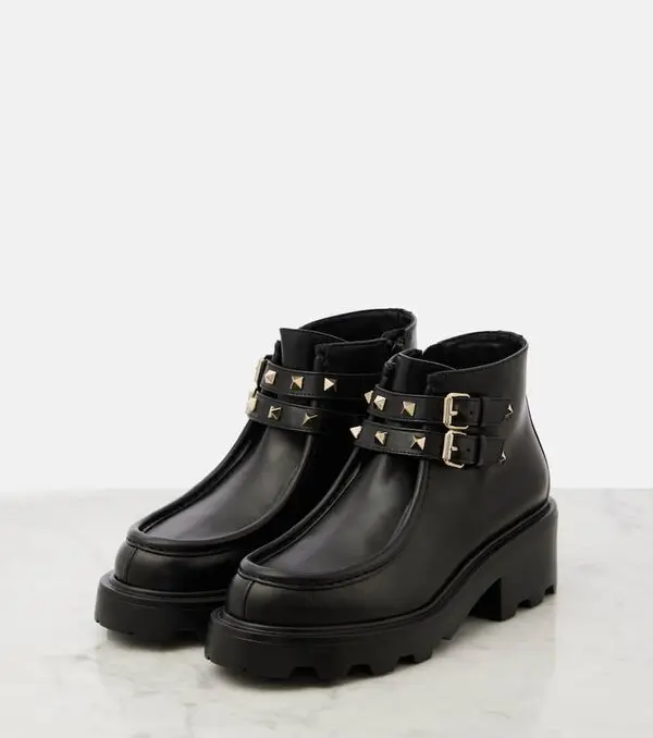 Valentino Garavani Rockstud Leather Ankle Boots