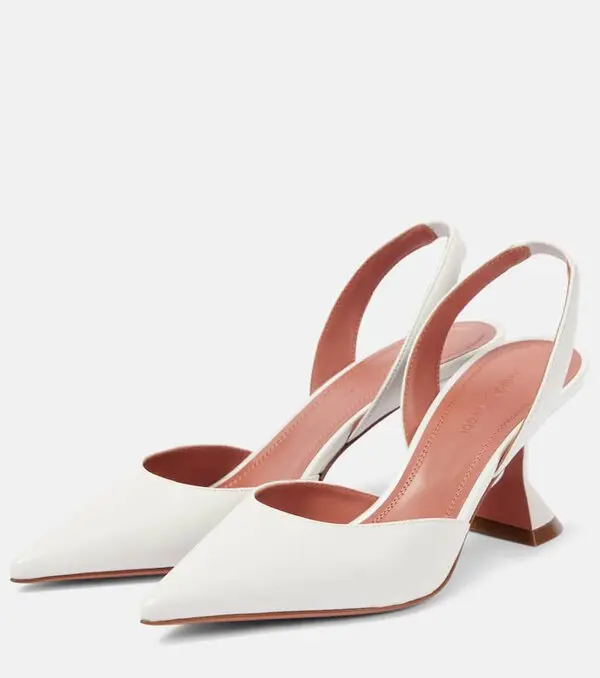 Amina Muaddi Holli 70 Leather Slingback Pumps