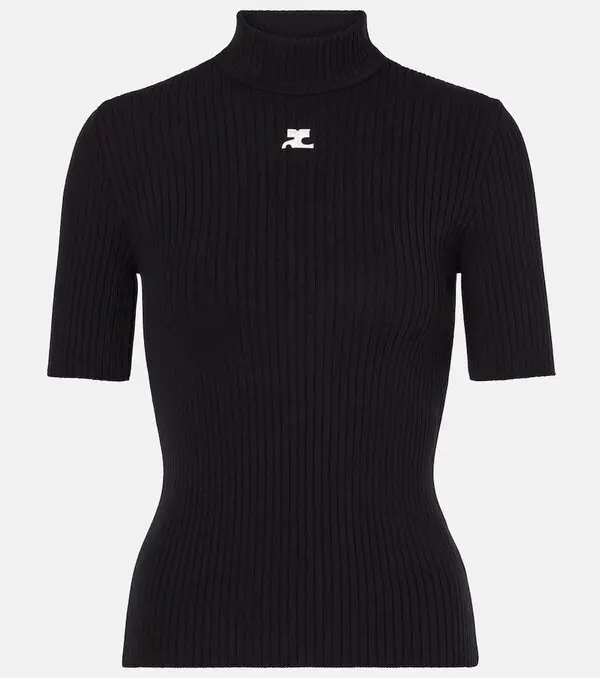 COURREGES Re-edition Ribbed-knit Top - Black