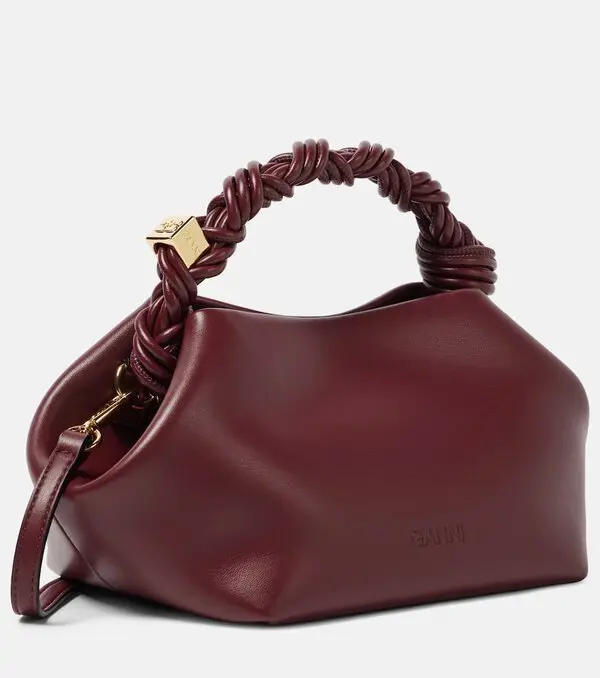 GANNI Bou Small Leather Top-handle Bag - Burgundy