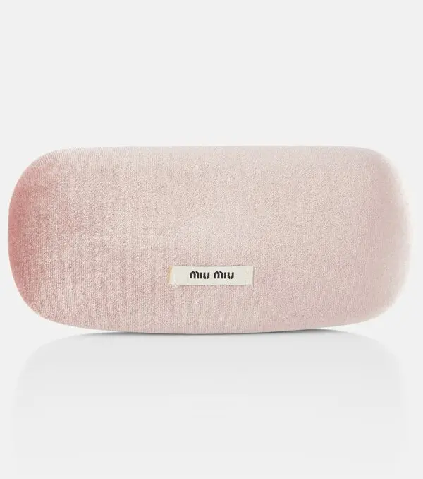 Miu Miu Oval Sunglasses With Tone Logo Detail - Gold