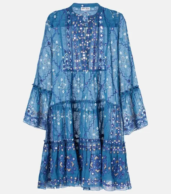JULIET DUNN Printed Cotton Minidress - Green