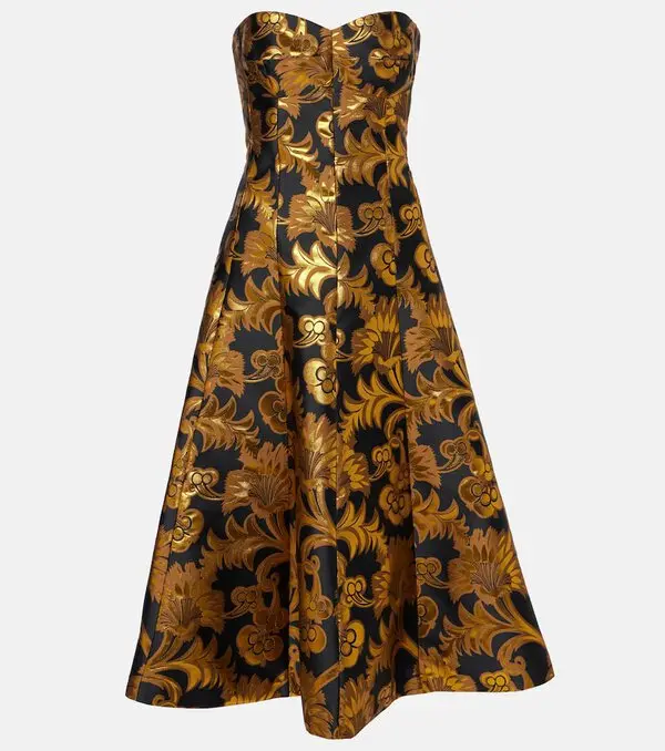 Etro Strapless Metallic Jacquard Maxi Dress