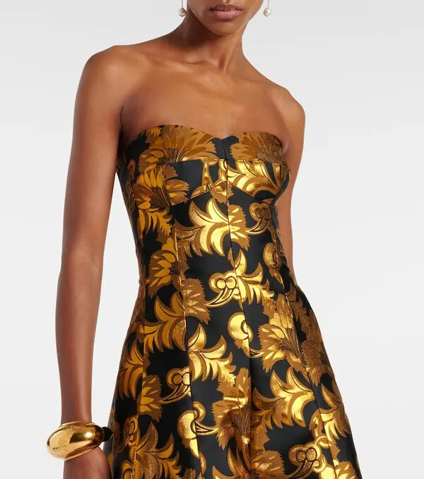 Etro Strapless Metallic Jacquard Maxi Dress