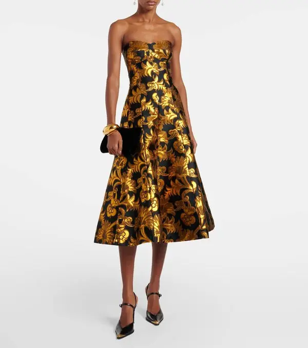 Etro Strapless Metallic Jacquard Maxi Dress