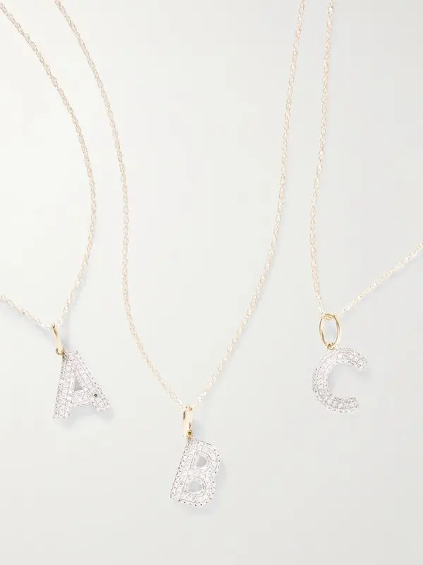 STONE AND STRAND Bold Initial Diamond Necklace - Gold