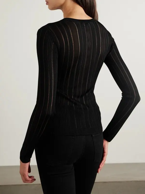 FRAME Ribbed-knit Henley Top