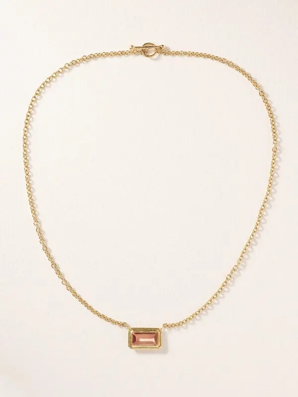 OCTAVIA ELIZABETH Elbow Beach 18-karat Recycled Gold Tourmaline Necklace - Pink