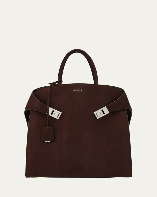 FERRAGAMO Hug Leather Tote Bag - T.moro