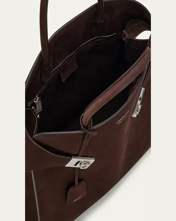 FERRAGAMO Hug Leather Tote Bag - T.moro