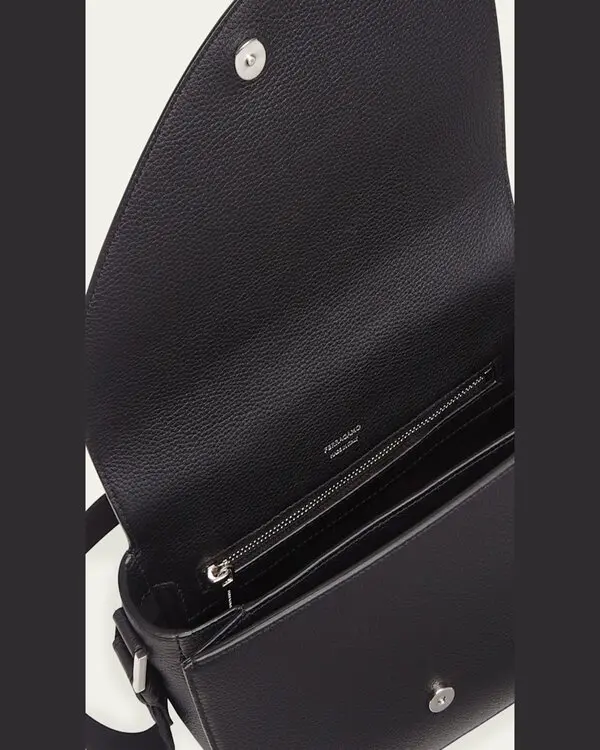 FERRAGAMO Fiamma Leather Shoulder Bag