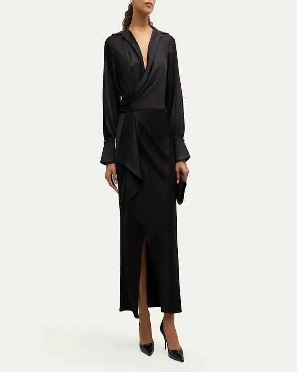 Simkhai Talita Drape-front Midi Dress