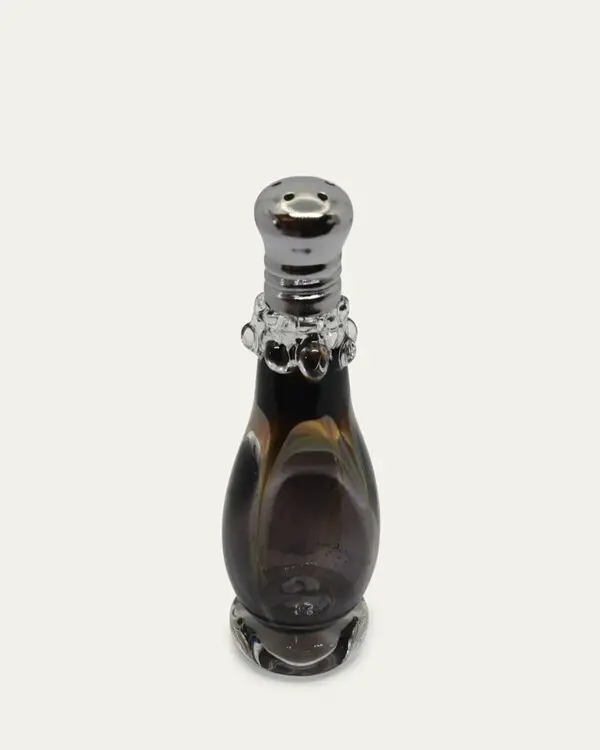 GLASS ACT Feather Black/amber Salt And Pepper Shakers