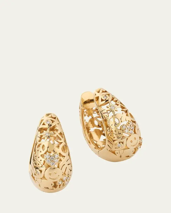SYDNEY EVAN Icon Wallpaper Domed Huggie Earrings - Gold