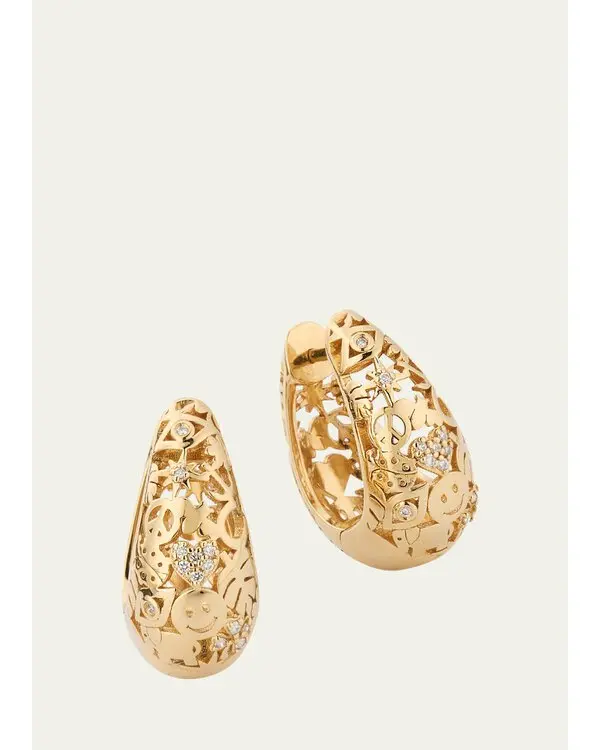 SYDNEY EVAN Icon Wallpaper Domed Huggie Earrings - Gold