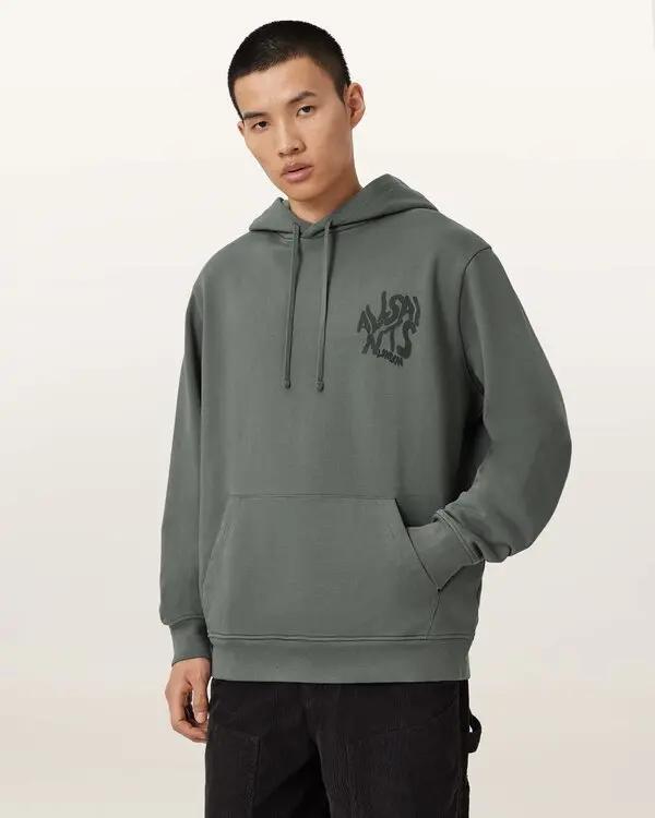 ALLSAINTS Orlando Relaxed Fit Logo Hoodie - Green