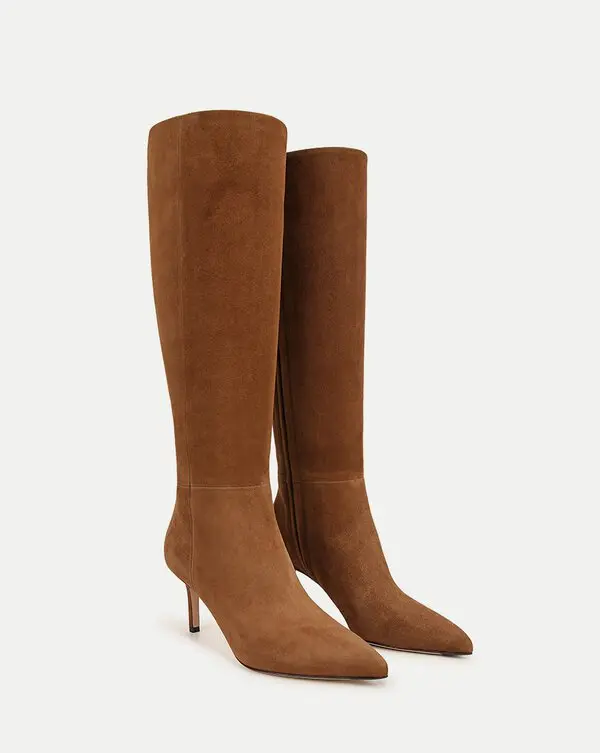 Veronica Beard Lisa Mid-heel Boots - Chestnut