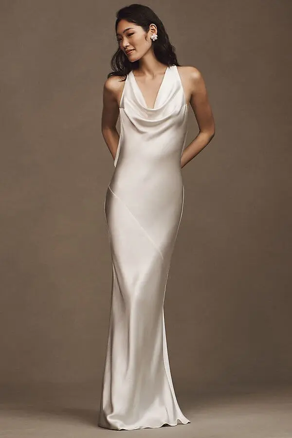 mirror palais backless silk dress Plunging Back Cowl Dress in Butter M (MADE-TO-ORDER)