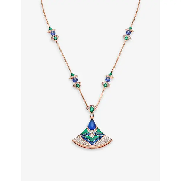 BVLGARI Divas' Dream Necklace With Diamonds, Sapphires, Tanzanite, And Malachite - Rose Gold
