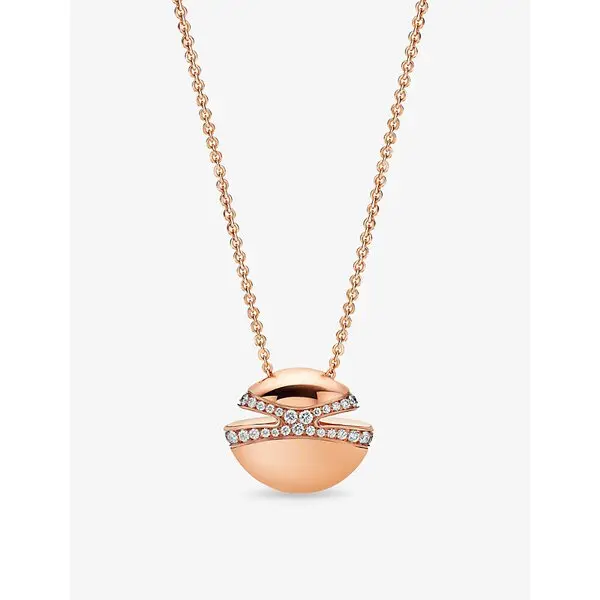 BVLGARI Cabochon 18ct And Diamond Pendant Necklace - Rose Gold