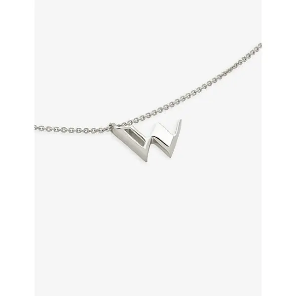 Monica Vinader W Letter Charm Recycled Sterling-silver Pendant Necklace - Sterling Silver