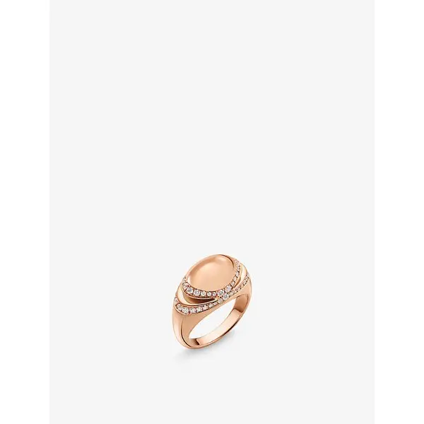 BVLGARI Cabochon 18ct Rose-gold And 0.59ct Demi Pavé-diamond Ring - Rose Gold