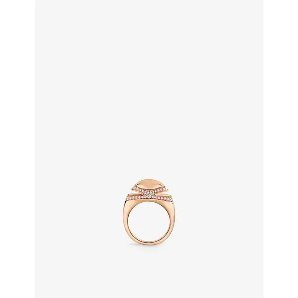 BVLGARI Cabochon 18ct Rose-gold And 0.59ct Demi Pavé-diamond Ring - Rose Gold