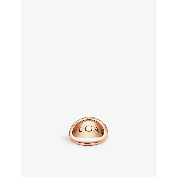 BVLGARI Cabochon 18ct Rose-gold And 0.59ct Demi Pavé-diamond Ring - Rose Gold