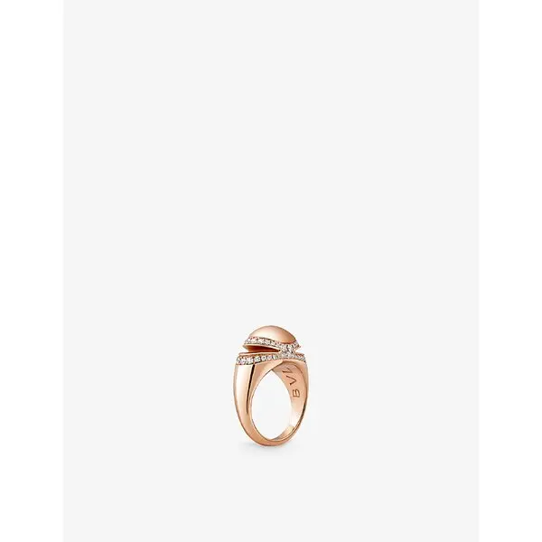 BVLGARI Cabochon 18ct Rose-gold And 0.59ct Demi Pavé-diamond Ring - Rose Gold