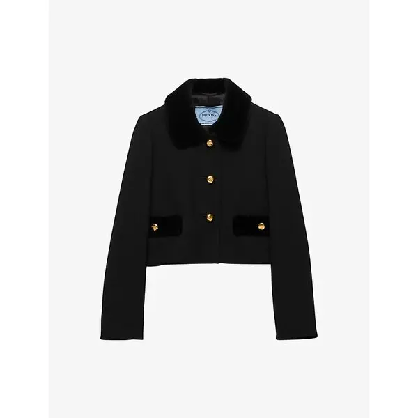 Prada Natté Cropped Wool Jacket