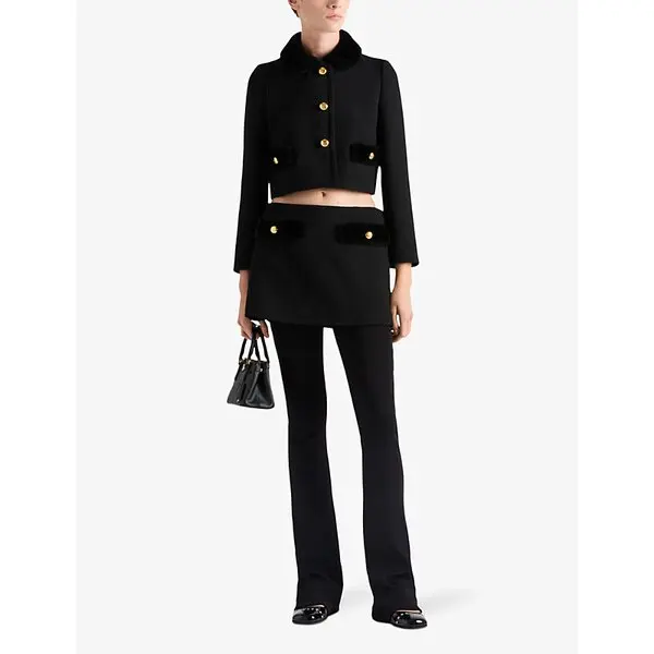 Prada Natté Cropped Wool Jacket