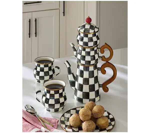 MACKENZIE-CHILDS As Is Stack Coffee Service And Set 2 Mugs