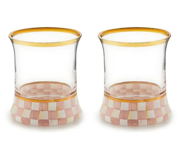 MACKENZIE-CHILDS Rosy Check Tumbler Glass, Set F 2 - One-color