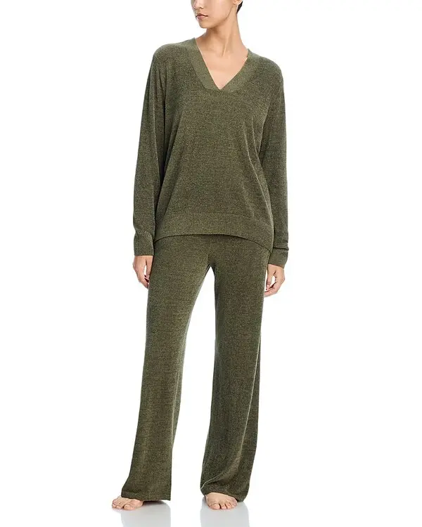 Barefoot Dreams Cozychic Ultra Lite V Neck Pajama Set Exclusive - Olive