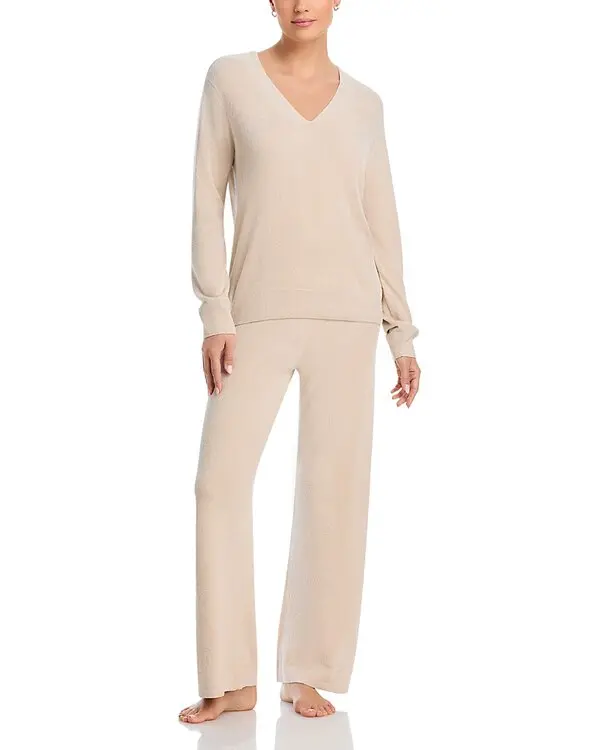 Barefoot Dreams Cozychic Ultra Lite V Neck Pajama Set Exclusive - Stone