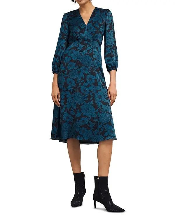 HOBBS LONDON Romina Printed Dress - Black Kyanite